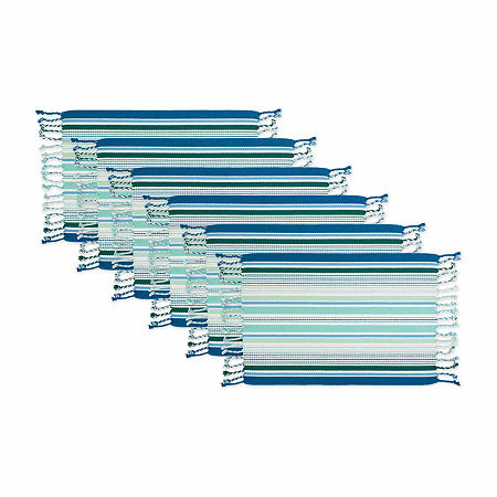 Tidal Stripe Fringed Placemat Set of 6 - Blue