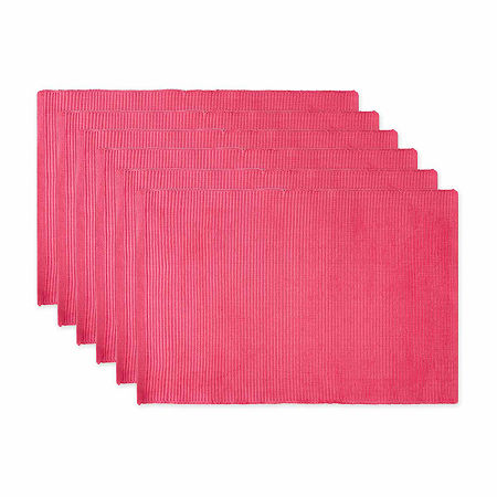 Design Imports Flamingo Ribbed Placemat  Set of 6 - Pink