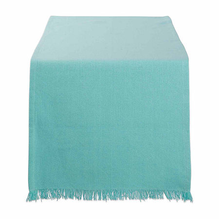Design Imports Solid Heavyweight Fringed Table Runner - Aqua