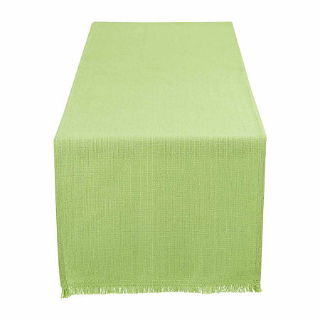Design Imports Solid Heavyweight Fringed Table Runner - Green