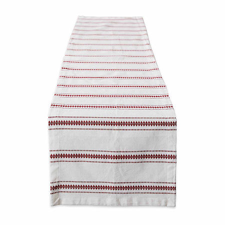 Design Imports Zig Dobby Stripe Table Runner - Red