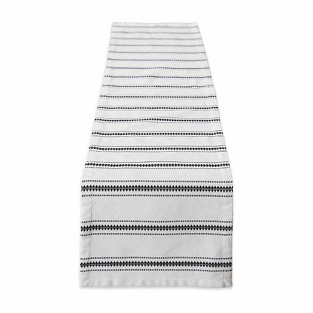 Design Imports Zig Dobby Stripe Table Runner - Black