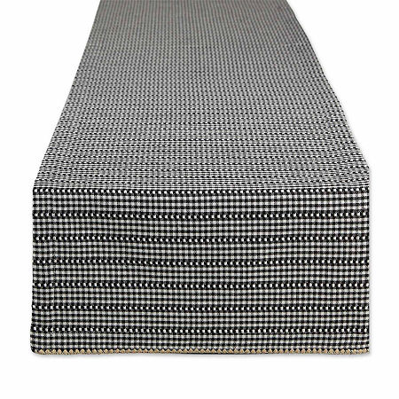 Design Imports Farmhouse Gingham Table Runner - Black