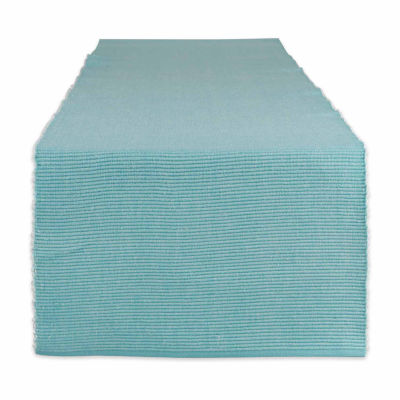Design Imports Aqua/White 2-Tone Ribbed Table Runner CAMZ12438, Color ...