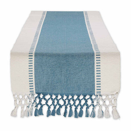 Design Imports Dobby Stripe Ribbed Table Runner  13x72  - Storm Blue