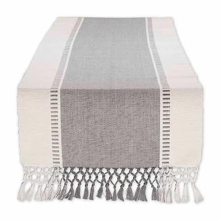 Design Imports Dobby Stripe Ribbed Table Runner  13x108  - Cool Gray