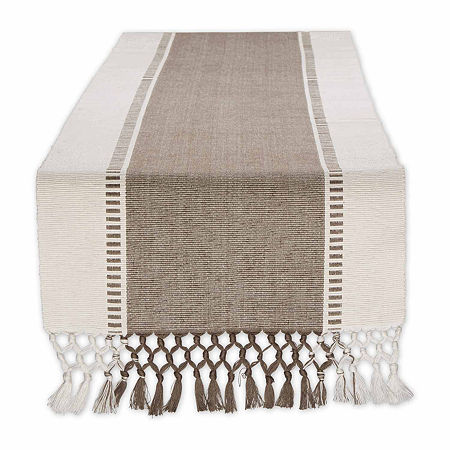 Design Imports Dobby Stripe Ribbed Table Runner  13x72  - Brown
