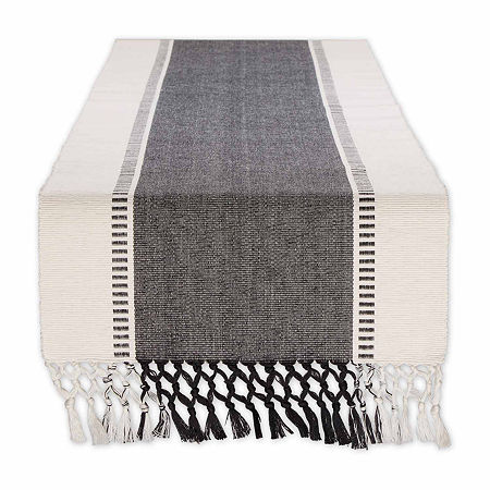 Design Imports Dobby Stripe Ribbed Table Runner  13x108  - Black