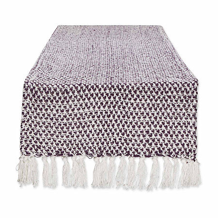 Design Imports Woven Jacquard Fringe Table Runner  15 x 72 - Eggplant