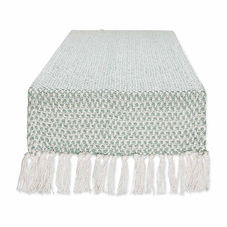 Design Imports Woven Jacquard Fringe Table Runner  15 x 72 - Jadeite