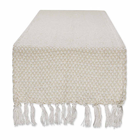 Design Imports Woven Jacquard Fringe Table Runner  15 x 72 - Natural