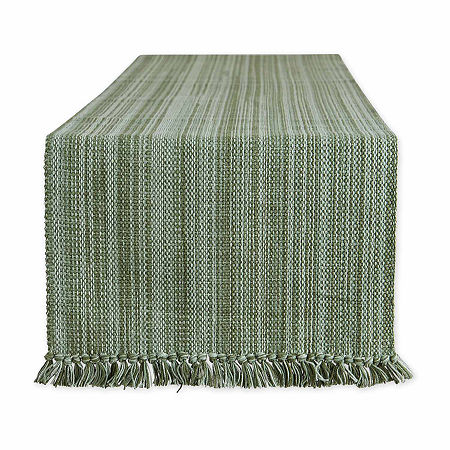 Design Imports Variegated Fringe Table Runner  13x108 Inches - Artichoke Green