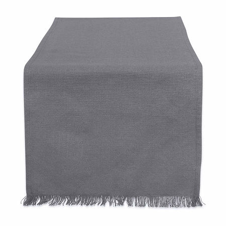 Solid Gray Heavyweight Fringed Table Runner 14 X 72 - Grey