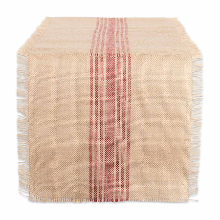 Barn Middle Stripe Burlap Table Runner 14 x 72 - Red