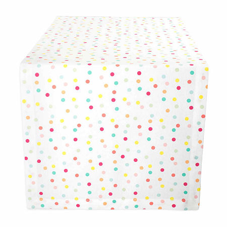Multi Polka Dots Print Table Runner 14 X 72 - Aqua
