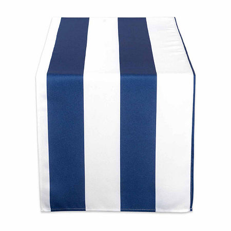 Nautical Blue Cabana Stripe Outdoor Table Runner 14 X 108 - Navy