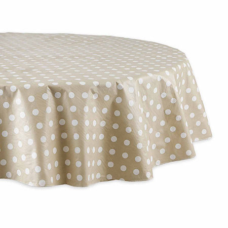 Design Imports Polka Dot Vinyl Tablecloth 70 Round - Nude Or Na