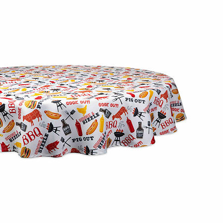Bbq Fun Print Outdoor Table cloth with Zipper 60 Round - Red