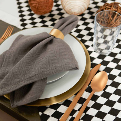 Design Imports Black And Cream Harlequin Print Table Topper Tablecloth