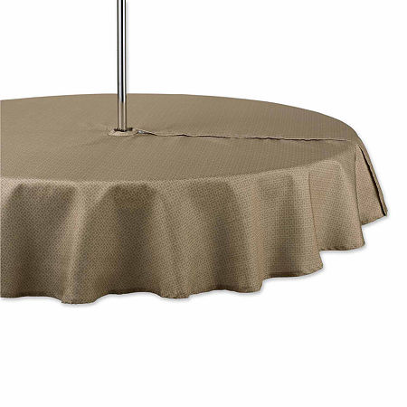 Design Imports Lattice Print Outdoor Tablecloth with Zipper 60 Round - Stone