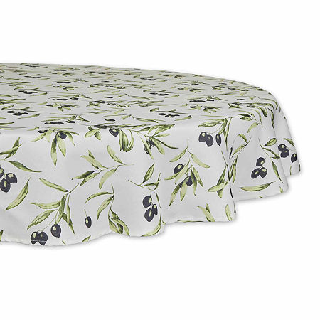 Design Imports Print Outdoor Tablecloth  60 Round - Olive Print