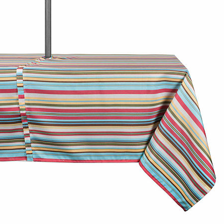 Summer Stripe Outdoor Tablecloth with Zipper 60 x 84 - Open Misce