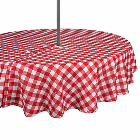 Check Outdoor Tablecloth with Zipper 60 Round - Red