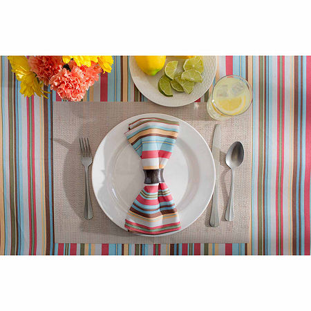 Summer Stripe Outdoor Tablecloth 60 Round - Open Misce