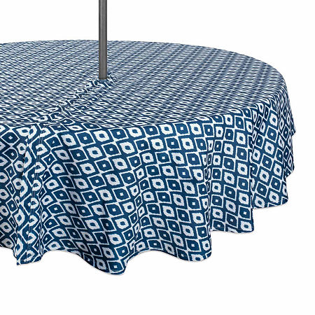 Ikat Outdoor Tablecloth with Zipper 60 Round - Blue