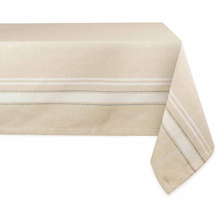 Chambray French Stripe Tablecloth 60 x 104 - White