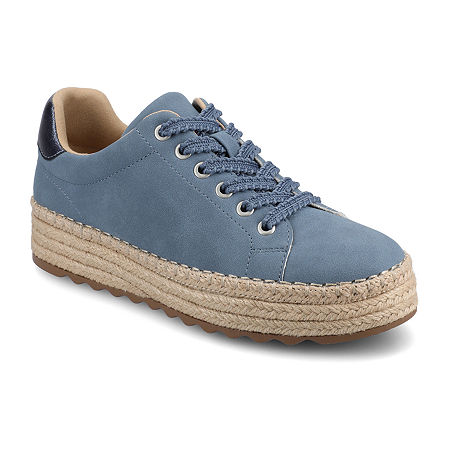 Journee Collection Womens Cosima Esapdrille Round Toe Lace Up Sneakers - Denim  Blue