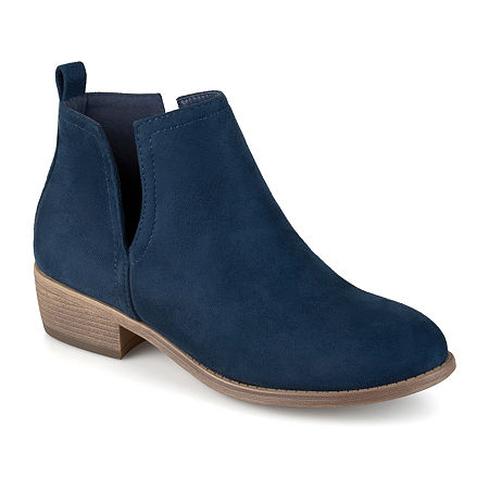 Journee Collection Womens Rimi Notched Ankle Stacked Heel Booties - Blue