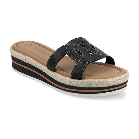 Journee Collection Womens Rosalinda Slip On Open Toe Espadrille Sandals - Black