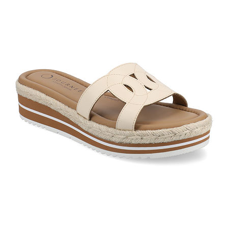 Journee Collection Womens Rosalinda Slip On Open Toe Espadrille Sandals - Bone