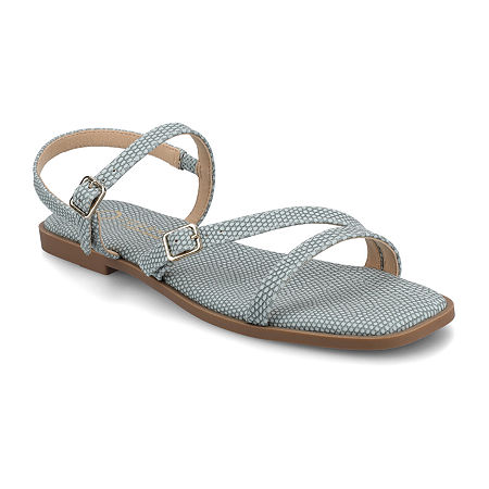 Journee Collection Womens Brianna Open Toe Ankle Strap Sandals - Sky Blue Lizard