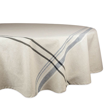 French Stripe Tablecloth 70 Round - Black