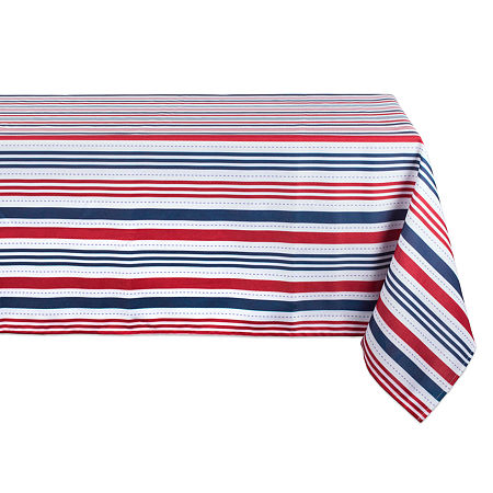 Patriotic Stripe Outdoor Tablecloth 60 x 120 - Red