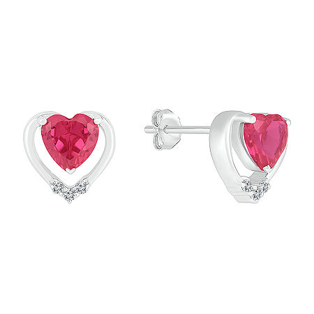 Click here for Lab Created Red Ruby Sterling Silver 8mm Heart Stu... prices
