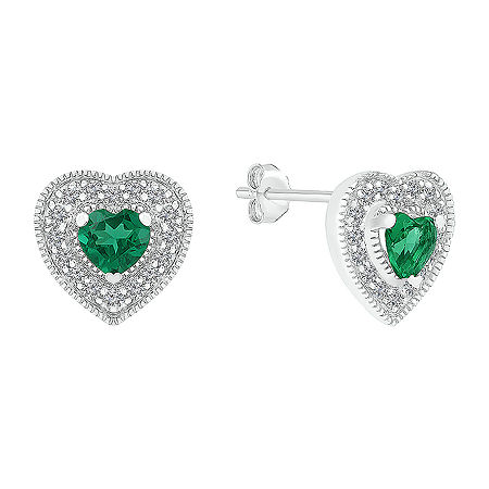 Click here for Lab Created Green Emerald Sterling Silver 9.5mm He... prices