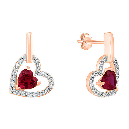 Click here for Womens Lab Created Red Ruby 10K Rose Gold Heart Dr... prices