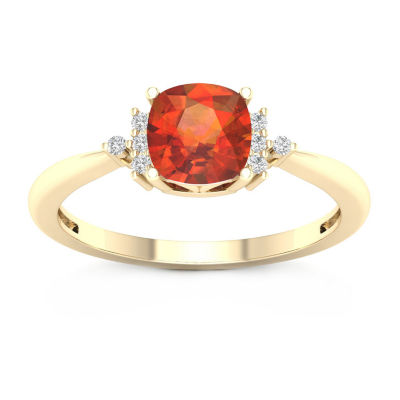 Womens Diamond Accent Genuine Orange Citrine 10K Gold Cocktail Ring ...