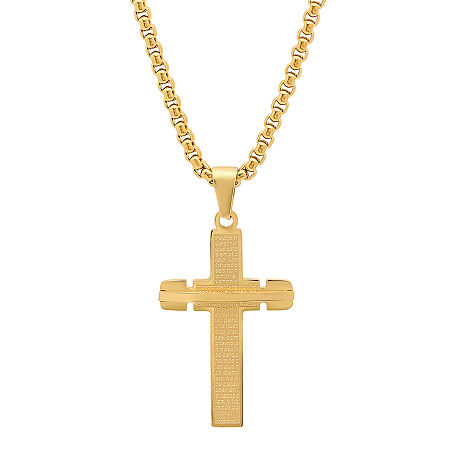 Click here for Steeltime Mens 18K Gold Over Stainless Steel Cross... prices