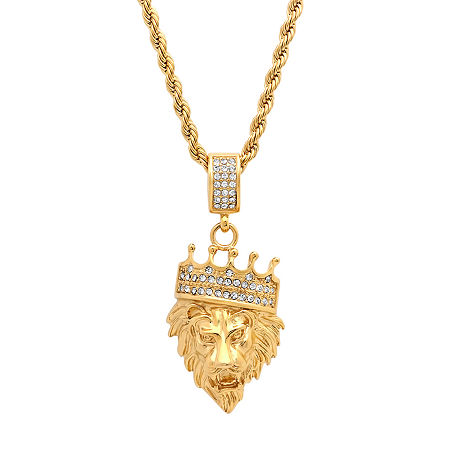 Click here for Steeltime Lion Head Mens 1/2 CT. T.W. White Cubic... prices