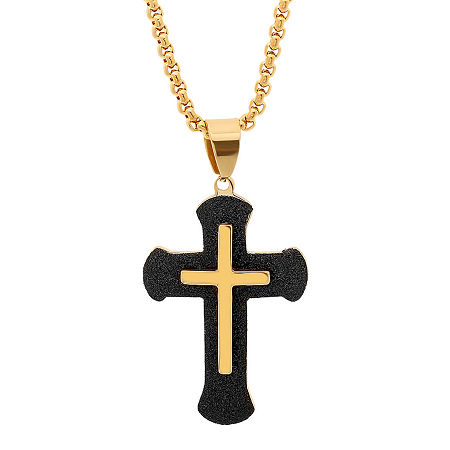 Click here for Steeltime Mens 18K Gold Over Stainless Steel Cross... prices
