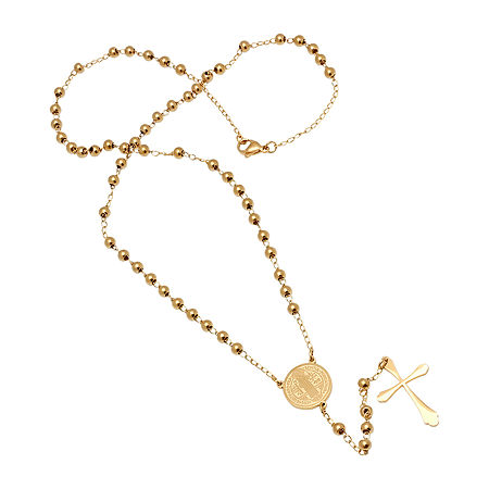 Click here for Steeltime Saint Benedict Medal Mens 20 Inch Rosary... prices