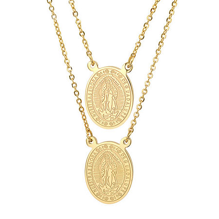 Click here for Steeltime Lady Of Guadalupe Mens 18K Gold Over Sta... prices