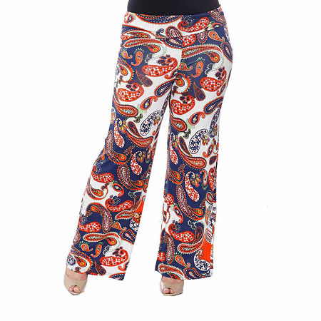Click here for Plus Size White Mark Printed Palazzo Pants - Orang... prices