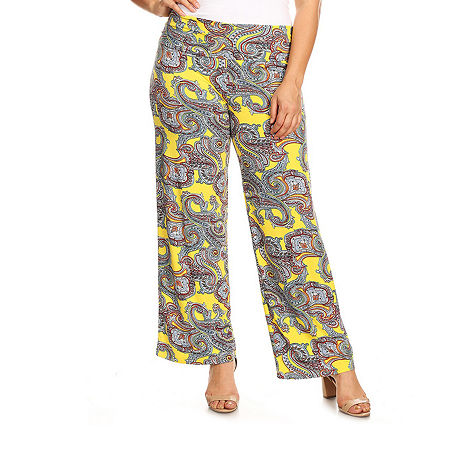 Plus Size White Mark Paisley Print Palazzo Pants