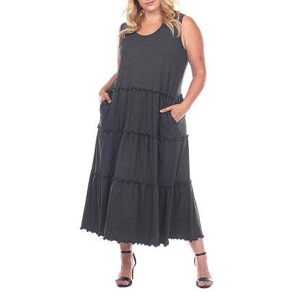 Plus Size White Mark Tiered Midi Dress
