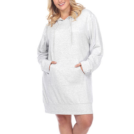 Click here for White Mark Plus Size Hoodie Sweatshirt Dress - Gra... prices